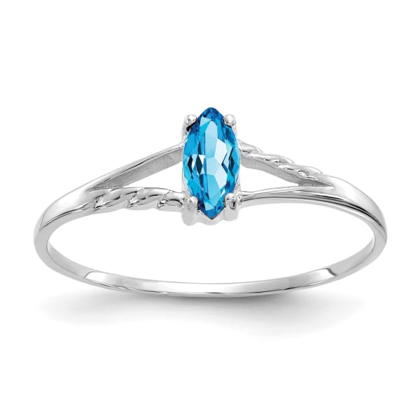 IceCarats 10K White Gold Blue Topaz Ring Gemstone Band December Birthstone Jewelry Size 6