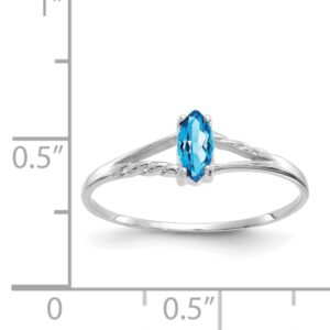 IceCarats 10K White Gold Blue Topaz Ring Gemstone Band December Birthstone Jewelry Size 6