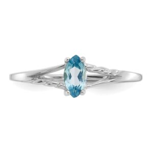 IceCarats 10K White Gold Blue Topaz Ring Gemstone Band December Birthstone Jewelry Size 6