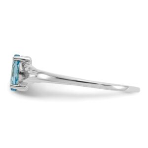 IceCarats 10K White Gold Blue Topaz Ring Gemstone Band December Birthstone Jewelry Size 6