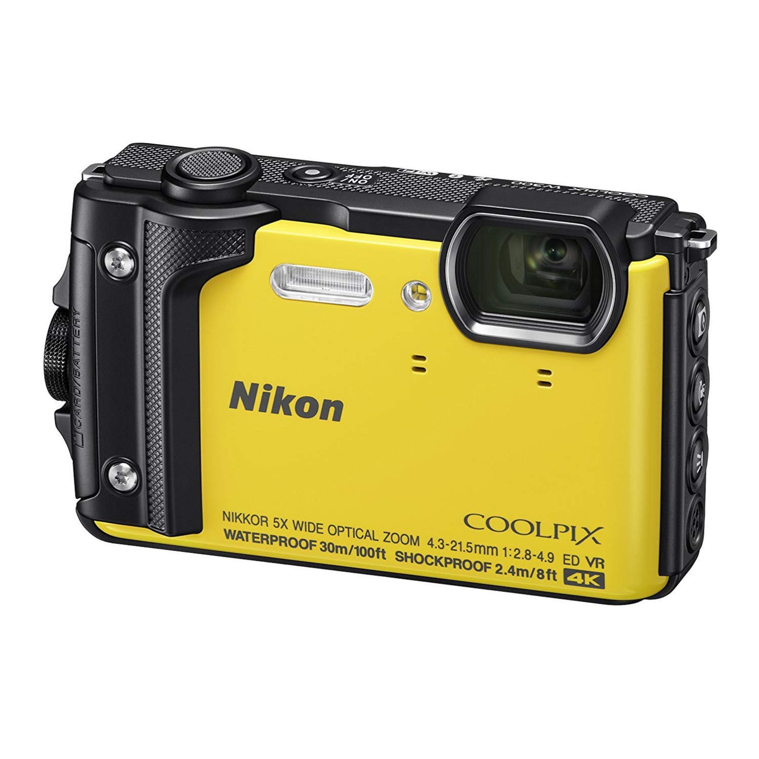 Nikon W300 Waterproof Underwater Digital Camera with TFT LCD, 3", Yellow (26525)