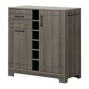 south shore vietti bar cabinet and bottle storage, gray maple