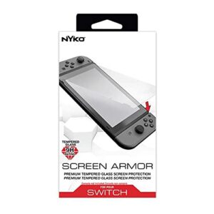 nyko | screen armor - 9h tempered glass top of the line protection against scratches and damage screen protector with rounded edges for nintendo switch