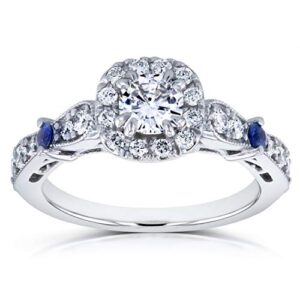 kobelli moissanite and sapphire engagement ring 1 ctw in 14k white gold, size 7, white gold