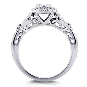 Kobelli Moissanite and Sapphire Engagement Ring 1 CTW in 14k White Gold, Size 7, White Gold