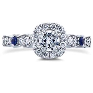 Kobelli Moissanite and Sapphire Engagement Ring 1 CTW in 14k White Gold, Size 7, White Gold