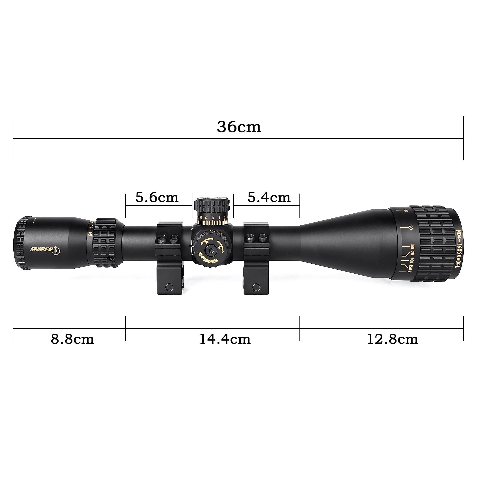 NT Series 4-16X50 / 6-24X50 AO Hunting Rifle Scope, Red/Green/Blue llluminate Glass Etched Reticle, Fully Multi-Coated Lens, Adjustable Objective SFP Riflescopes (4-16x50)