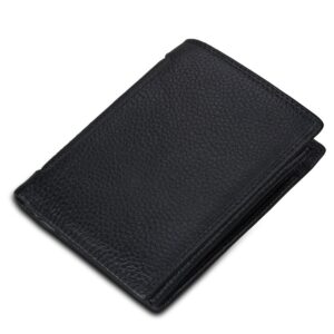 Mn&Sue Men's Genuine Leather Trifold Money Organizers Short Wallet RFID Blocking Card Case Wallet