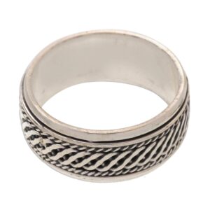 novica artisan handcrafted sterling silver meditation spinner ring no stone band indonesia [band width 7 mm w] ' speed'