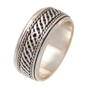 NOVICA Artisan Handcrafted Sterling Silver Meditation Spinner Ring No Stone Band Indonesia [band Width 7 mm W] ' Speed'