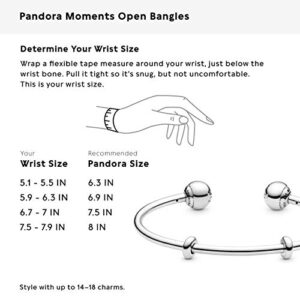 Pandora Moments Sterling Silver Open Bangle for Women - Compatible Moments Charms - Sterling Silver Bracelet - Gift for Her - 6.9"