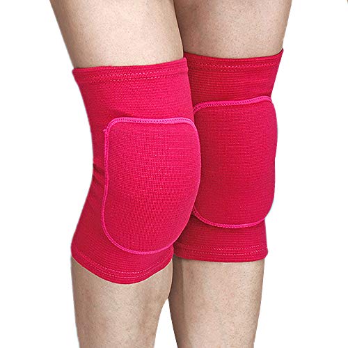 LZEEM Protective Cotton Kneepads for Woman Volleyball, Adult Knee Protector Sleeve Support Pole Dance Yoga Cycling Gym Workout Exercise Skating Knee Brace Guards for Athletic Use(Rose red)