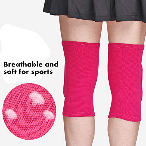 LZEEM Protective Cotton Kneepads for Woman Volleyball, Adult Knee Protector Sleeve Support Pole Dance Yoga Cycling Gym Workout Exercise Skating Knee Brace Guards for Athletic Use(Rose red)