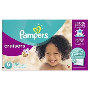 pampers cruisers disposable diapers, size 6, 144 count