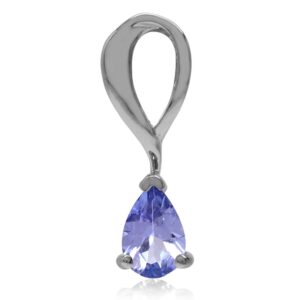 silvershake petite genuine tanzanite white gold plated 925 sterling silver drop pendant