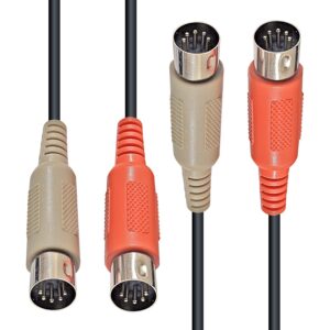 axcessables 10ft midi cable dual 5-pin to dual 5-pin. midi (musical instrument digital interface) cable for digital keyboards, synthesizers, audio interfaces. (mid-203 10ft)