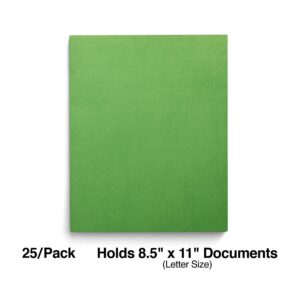 Staples 578510 School Grade 2 Pocket Folder with Fasteners Green 25/Box