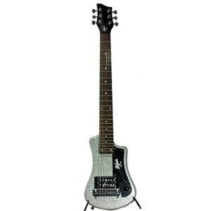 hofner shorty limited travel guitar w/gigbag - metallic silver