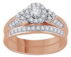 affy round cut cubic zirconia wedding engagement ring in14k rose gold over sterling silver (0.33 cttw)