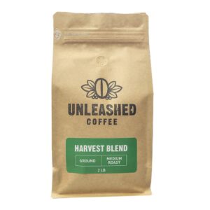 unleashed coffee-harvest blend medium roast ground coffee 2lb