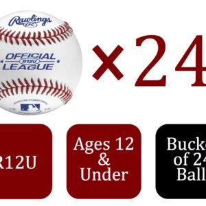 Rawlings | GAME USE Baseballs | Youth/12U | Game/Practice Use | Bucket , 28 oz, white, 24 Count(Pack of 1)