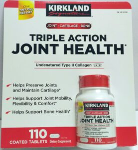 kirkland triple action joint health type ii collagen, boron and ha - 110 count