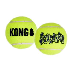 kong squeakair balls, dog toy premium squeak tennis balls for medium dogs, pack of 6