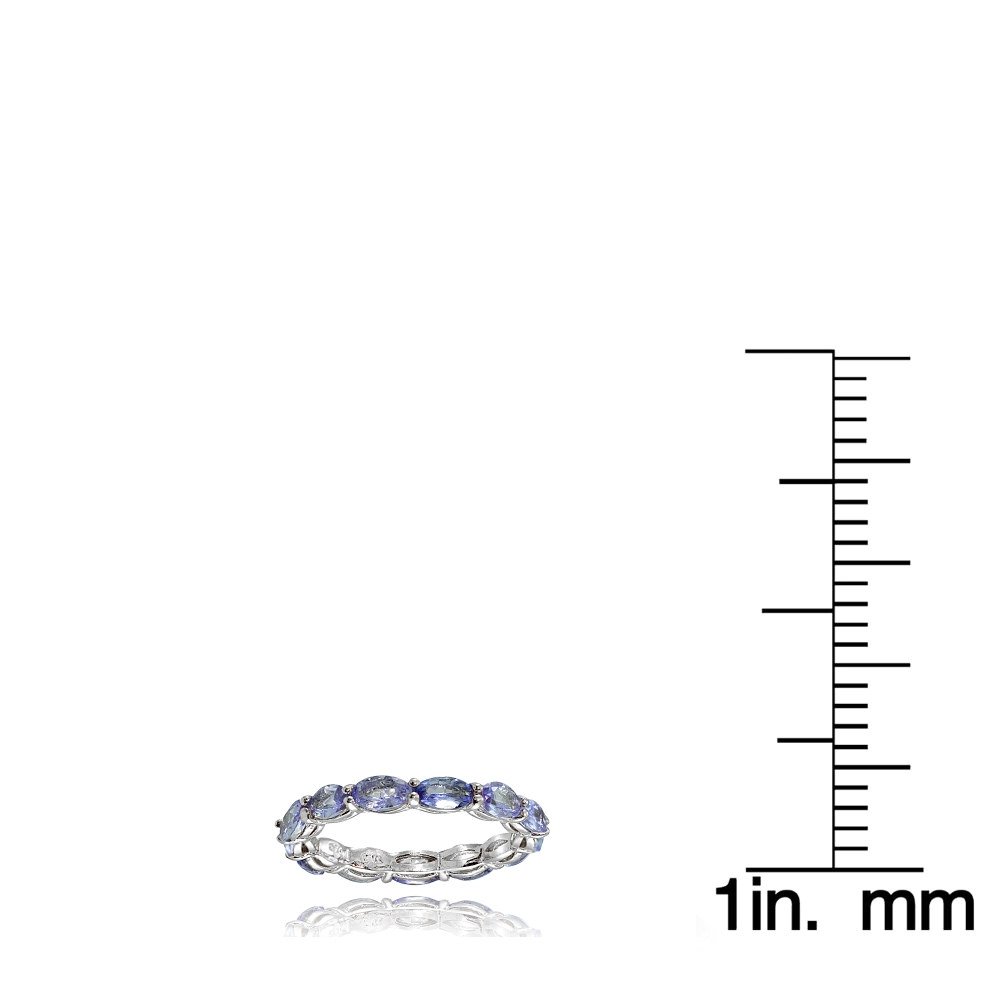 Ice Gems Sterling Silver Tanzanite 5x3mm Oval-cut Eternity Band Ring, Size 9