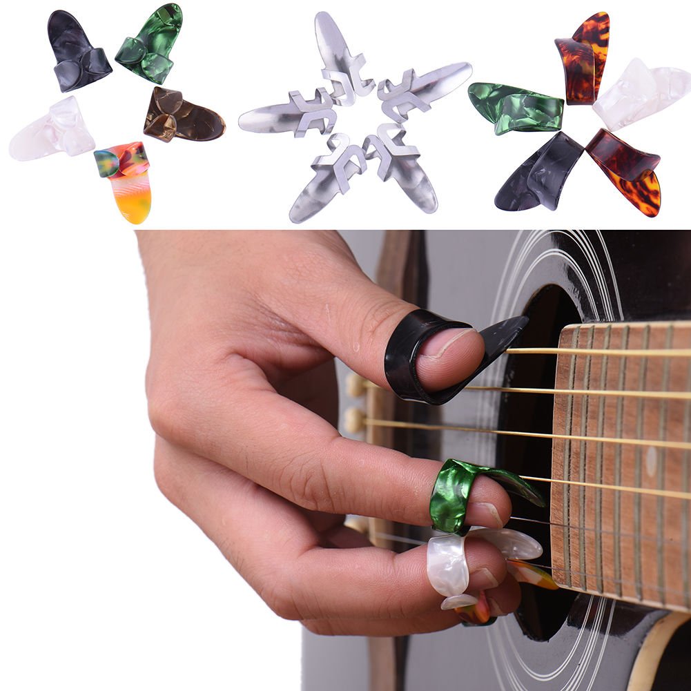 ULTNICE 15pcs Finger Pick Thumb Pick Set Guitar Picks with 15 Grid Case Storage Box