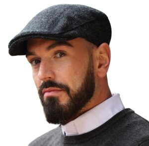 irish ivy cap, 100% pure irish wool, made in ireland, dark gray, medium