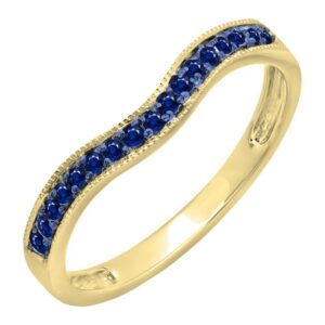 dazzlingrock collection 0.15 carat (ctw) 10k blue sapphire women anniversary enhancer guard ring, yellow gold, size 6