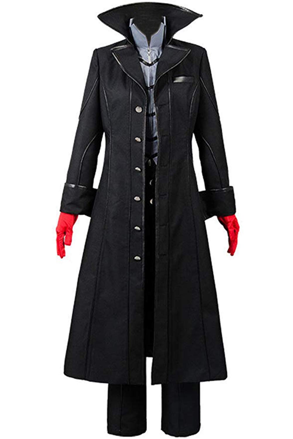 Ya-cos Persona 5 Protagonist Joker Cosplay Costume Coat Suit Jacket Outfit Top Attire Dress Up,Black,Large