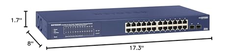 NETGEAR 26-Port PoE Gigabit Ethernet Smart Switch (GS724TP) - Managed, 24 x 1G, 24 x PoE+ @ 190W, 2 x 1G SFP, Optional Insight Cloud Management, Desktop or Rackmount, and Limited Lifetime Protection