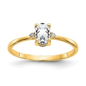 icecarats 10k yellow gold diamond white topaz ring gemstone band april birthstone jewelry size 6