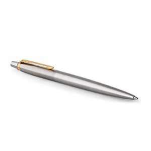 parker jotter gel pen, stainless steel with gold trim, medium point, black ink