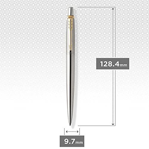 Parker Jotter Gel Pen, Stainless Steel with Gold Trim, Medium Point, Black Ink