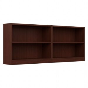 bush furniture universal small 2 shelf bookcase in vogue cherry - set of 2, matching storage and display bookshelves for home office or living room organization