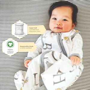 Burt's Bees Baby Baby Beekeeper Wearable Blanket, 100% Organic Cotton, Swaddle Transition Sleeping Bag, A Bee C Cloud, Small