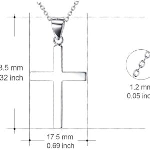 LUHE Small Cross Necklace Sterling Silver White Gold Plated Father Daughter Necklace for Men Women