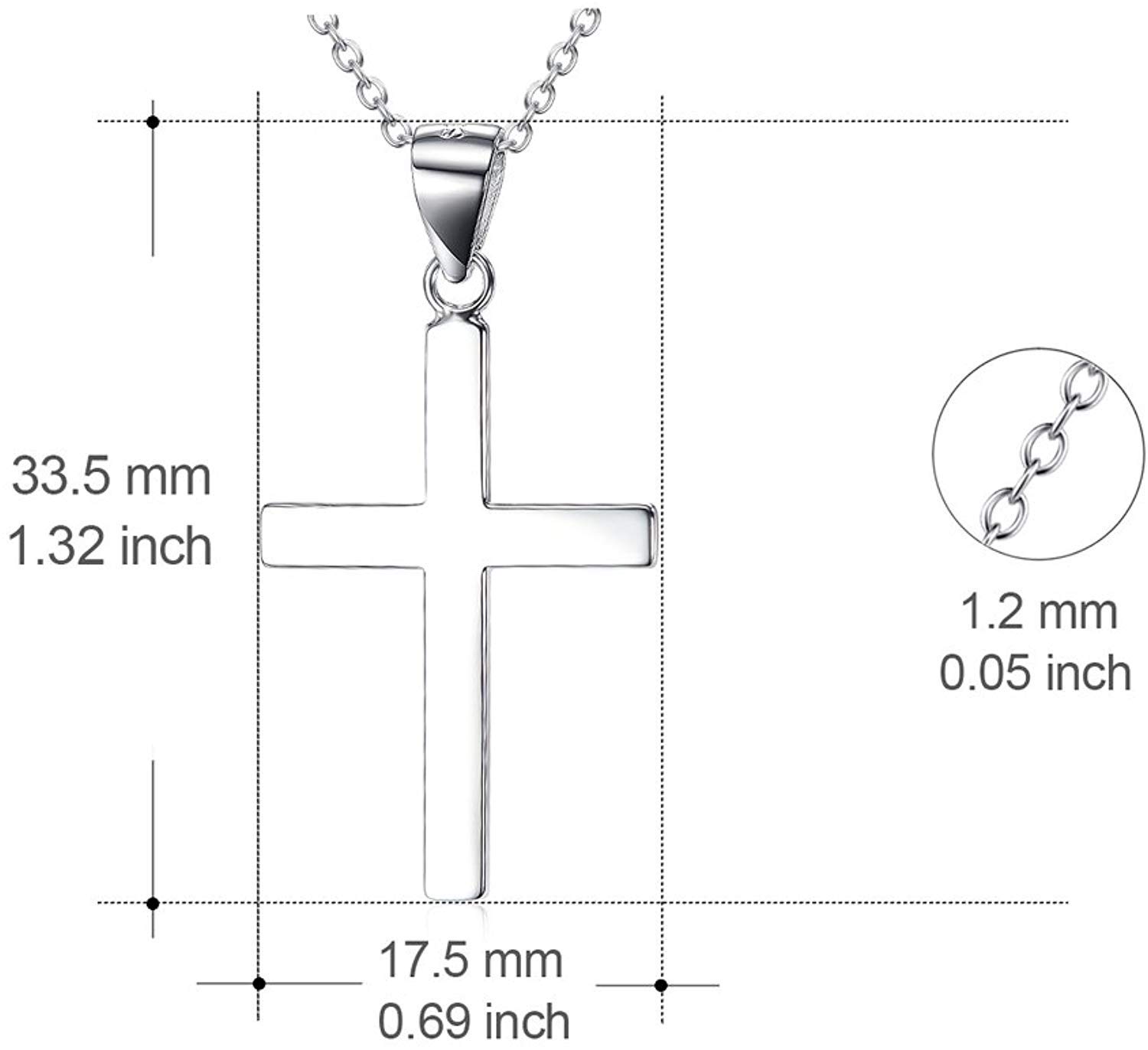 LUHE Small Cross Necklace Sterling Silver White Gold Plated Father Daughter Necklace for Men Women