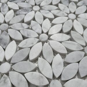 Stone Center Online Carrara White Marble Daisy Flower Pattern Mosaic Tile Honed Kitchen Bath Wall Floor Backsplash Shower (1 Sheet)