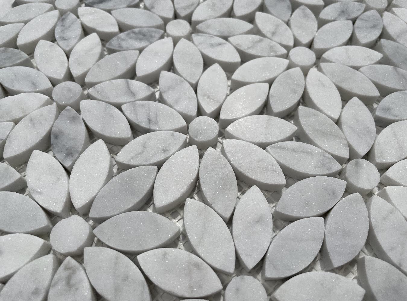 Stone Center Online Carrara White Marble Daisy Flower Pattern Mosaic Tile Honed Kitchen Bath Wall Floor Backsplash Shower (1 Sheet)