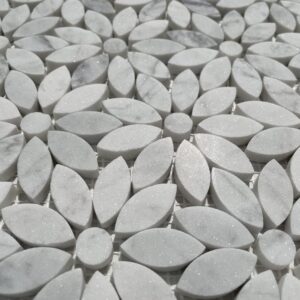 Stone Center Online Carrara White Marble Daisy Flower Pattern Mosaic Tile Honed Kitchen Bath Wall Floor Backsplash Shower (1 Sheet)