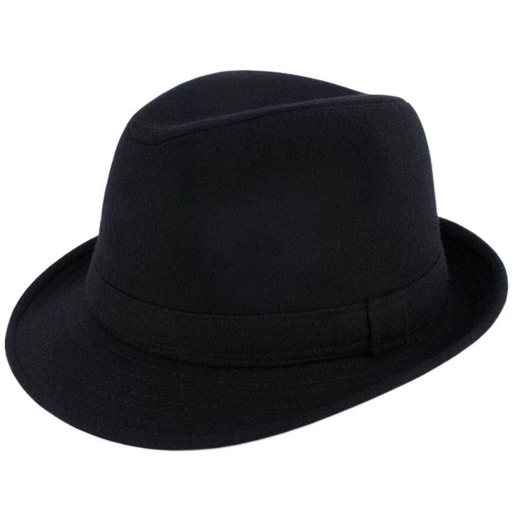 ALL IN ONE CART Mens Classic Manhattan Structured Gangster Trilby Fedora Hat Short Brim Panama Hat,Black,One Size