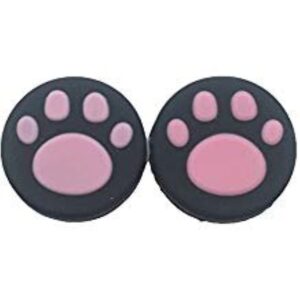 2 x silicone analog controller thumb stick joystick grips cap for nintendo switch ns/switch lite controller joy-con thumbstick cute cat paw claw (pink)