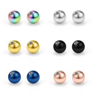 ruifan 12pcs 4mm mix color externally threaded 316l surgical steel replacement balls body jewelry piercing barbell parts for lip eyebrow tongue belly navel nose nipple ring 16g