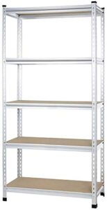 amazon basics medium duty storage shelving double post press board 5 tier shelf, aluminum, 36 x 18 x 72