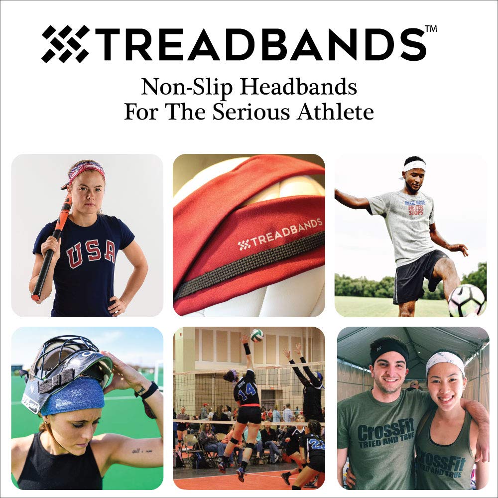 TREAD BANDS TreadBands All Terrain Tieback Non Slip Headband - Solid Colors (Black)