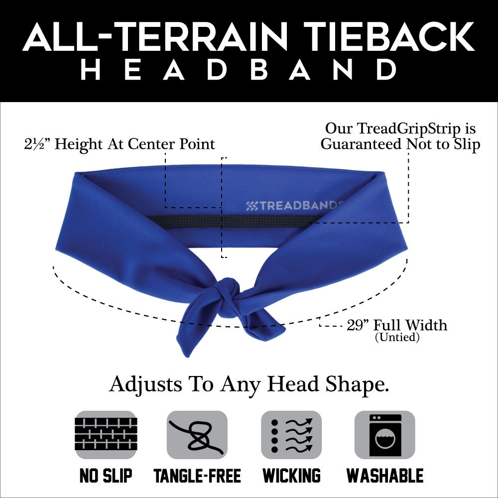 TREAD BANDS TreadBands All Terrain Tieback Non Slip Headband - Solid Colors (Black)