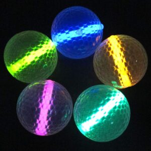 glow golf balls (set of 20 night golf balls) - glowing golf balls with glow stick inserts (assort)